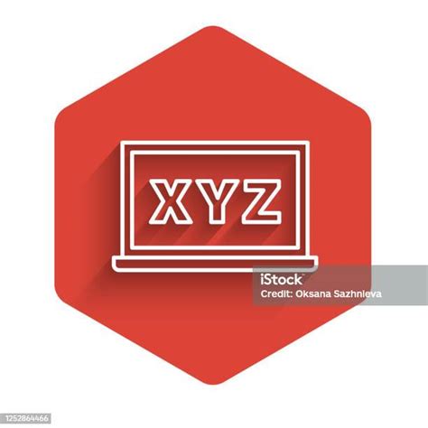 긴 그림자로 격리 된 칠판 아이콘에 흰색 라인 Xyz 좌표 시스템 그래프 통계 표시를 위한 Xyz 축입니다 빨간 육각 버튼 벡터