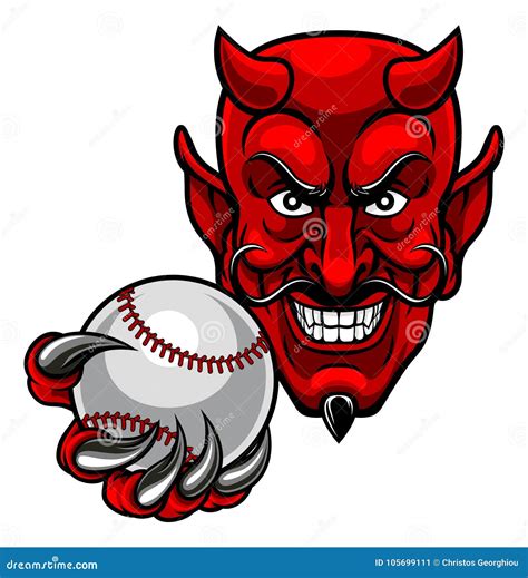 Devil Baseball Sports Mascot Stock Vector Illustration Of Bald Devil