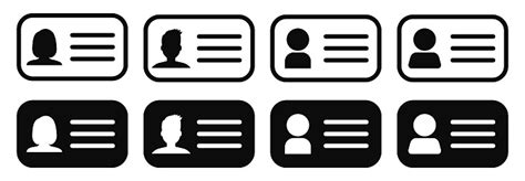 신분증 아이콘이 설정되었습니다 다양한 Id 카드 Avatarid 카드 아이콘 개성 개념에 대한 스톡 벡터 아트 및 기타 이미지 개성 개념 교통수단 국가 관광명소