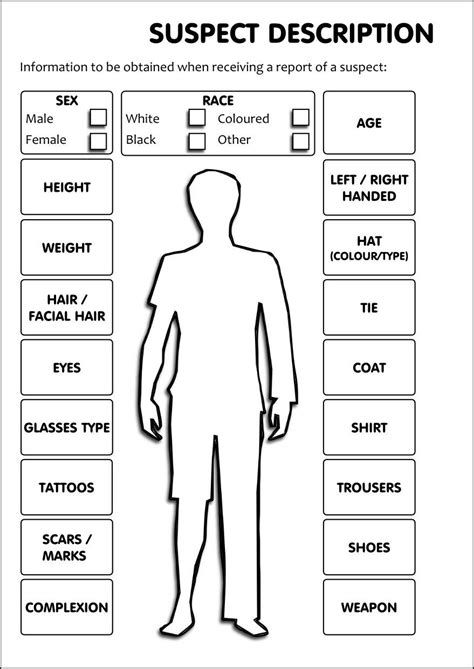 Suspect Description Facial Hair Hair Ties Complexion