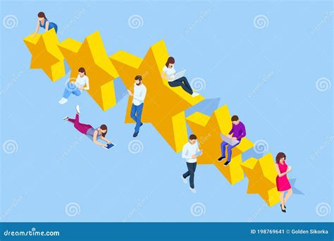 Isometric Customer Review Or Feedback Concept Online Survey Of Customer Satisfaction Election