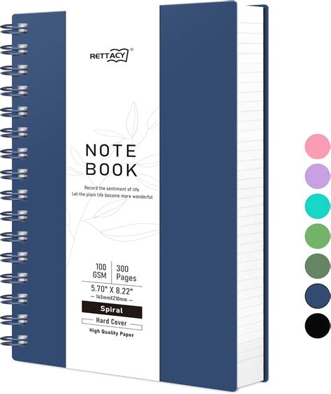 Rettacy A5 Dotted Notebook Bullet Dot Grid Journal Wirebound Spiral Notebooks 300pages 150