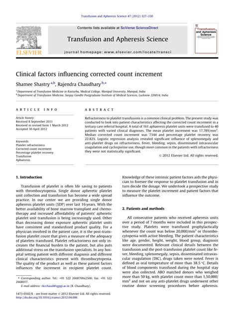 Pdf Clinical Factors Influencing Corrected Count Increment