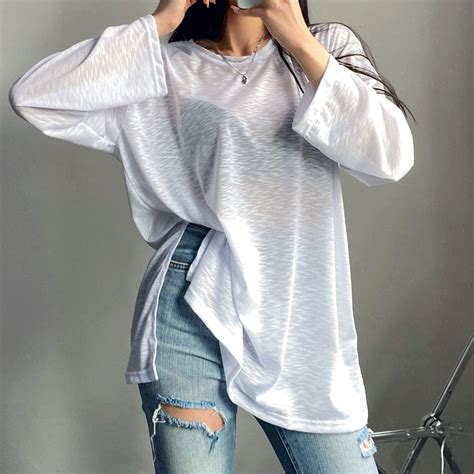 남녀공용 린넨 트임 박스 긴팔 티셔츠 3color 여름 시스루 오버핏 비치웨어 묶음 커플 루즈핏 바캉스 빅사이즈 워터밤 페스티벌 흠뻑쇼