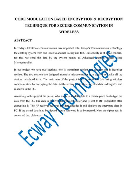 Code Modulation Based Encryption And Decryption Technique For Secure Communication In Wireless