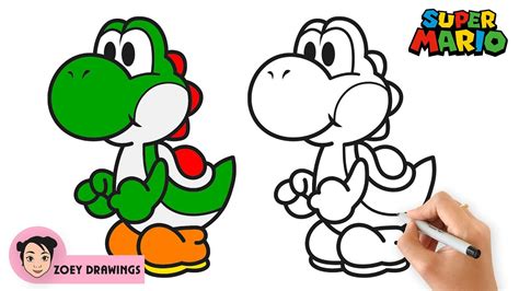 How To Draw Yoshi From Mario Bros Easy Step By Step Drawing Tutorial