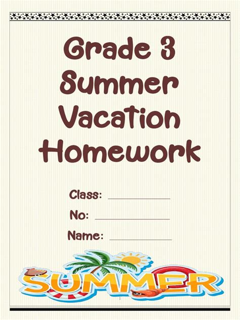 Summer Vacation Homework Grade 3 Reading And English Structure