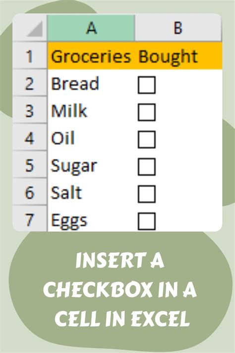 Insert A Checkbox In Excel Cell