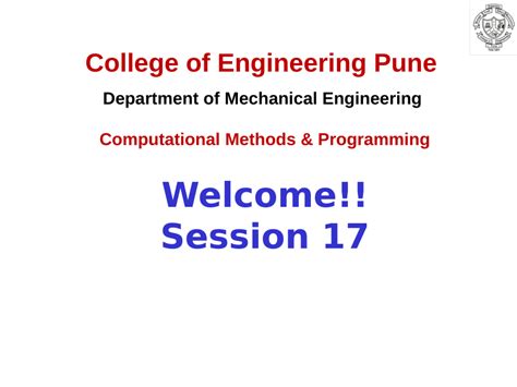 Pdf Computational Methods And Programming Session 17 Curve Fitting