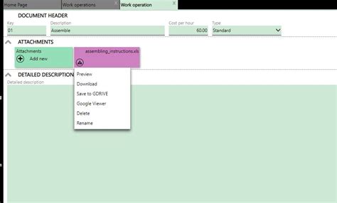 Attachments In Work Operations ERPAG