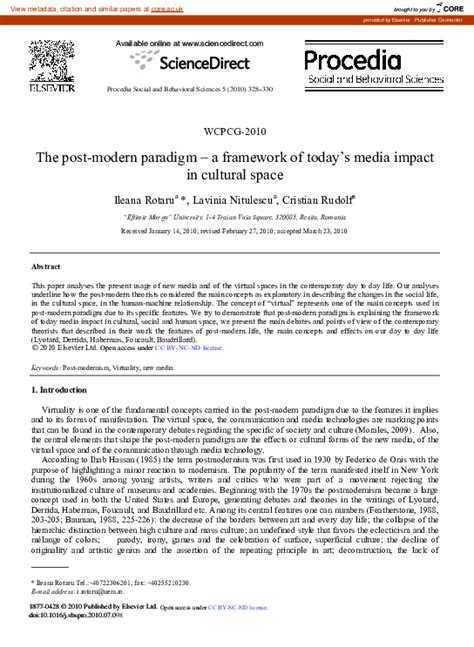 Pdf The Post Modern Paradigm A Framework Of Todays Media Impact In Cultural Space