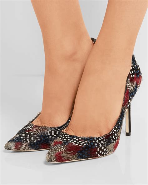 Jimmy Choo Romy Feather Embellished Suede Pumps Shoes Post