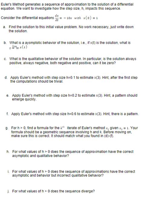 Eulers Method Generates A Sequence Of Approximation