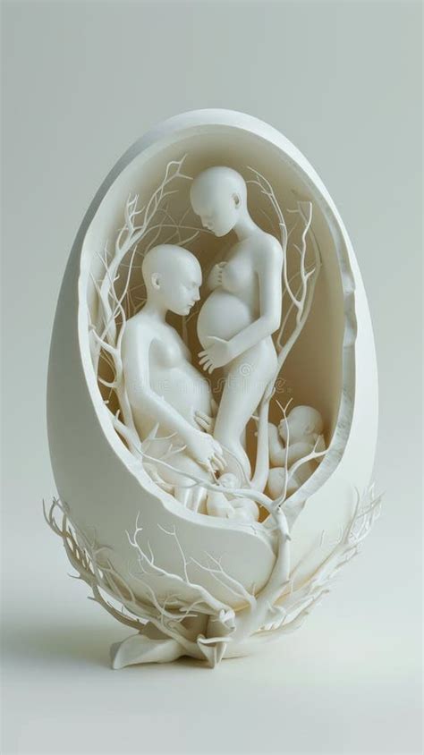 Abstract Figures In An Egg Shaped Structure With Branches Concept