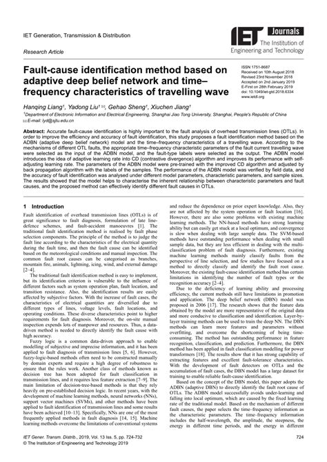 PDF Fault Cause Identification Method Based On Adaptive Deep Belief Network And Time Frequency
