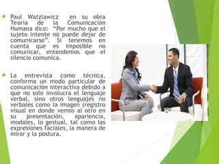 Presentacion ComunicaciÓn No Verbal En La Entrevista Ppt
