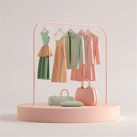 clothing boutique 3d object with minimalist design and paste creative