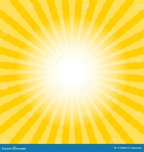 Abstract Sun Rays Wavy Yellow And White Blank Background Stock Vector