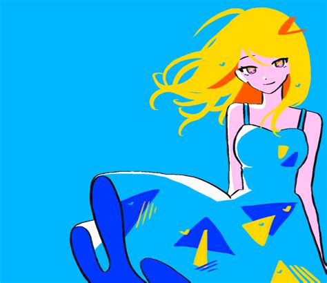 Safebooru Akamatsu Kaede Blonde Hair Blue Background Danganronpa