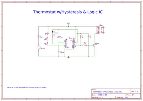 thermostat with hysteresis and logic ic platform for creating and