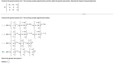 Solved Construct The General Solution Of X Ax Involving Chegg Com
