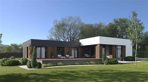 Poyma Одноэтажный дом с большим гаражом и плоской крышей и бассейном 250м кв Одноэтажный