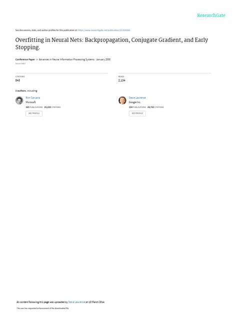 Caruana Et Al 2001 Overfitting In Neural Nets