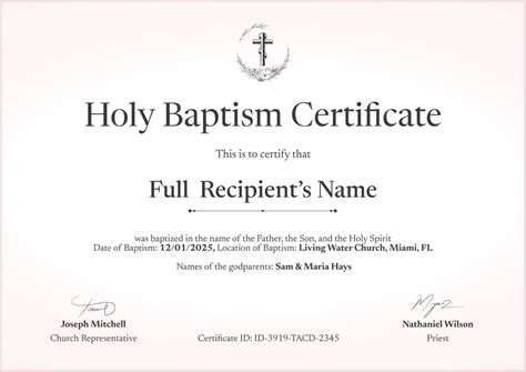 Examples Of Baptism Certificates