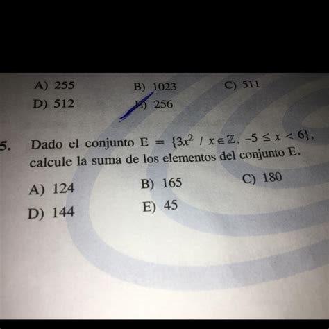 Calcula La Suma De Los Elementos Del Conjunto E Brainly Lat