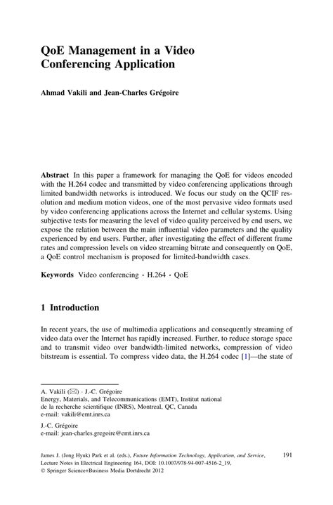 pdf qoe management in a video conferencing application