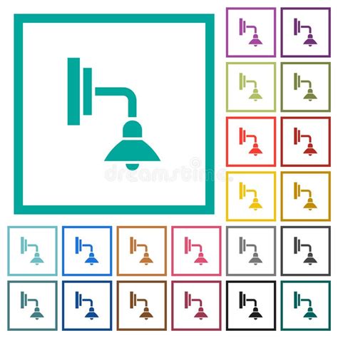 Wall Lamp Flat Color Icons With Quadrant Frames Stock Vector Illustration Of Metal Shade