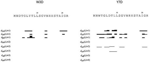 a summary of noe restraints for the w3d and y7d mutant n terminal