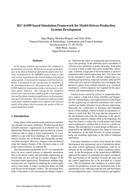 Pdf Iec 61499 Based Simulation Framework For Model Driven Production