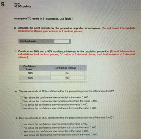 Solved Calculate The Point Estimate For The Population