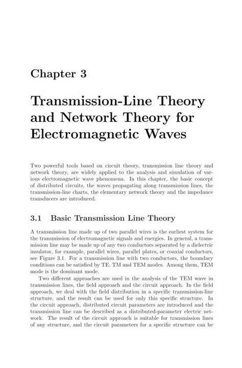 Pdf Electromagnetic Theory For Microwaves And Optoelectronics Transmission Line Theory And