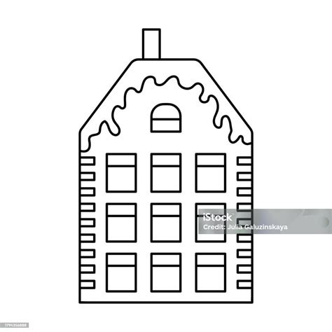귀여운 스칸디나비아 낙서 집 네덜란드 운하 선형 주택 네덜란드 벨기에 암스테르담의 전통 건축 손으로 그린 벡터 일러스트 레이