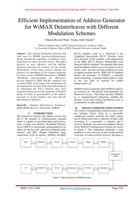 Pdf Efficient Implementation Of Address Generator For Wimax