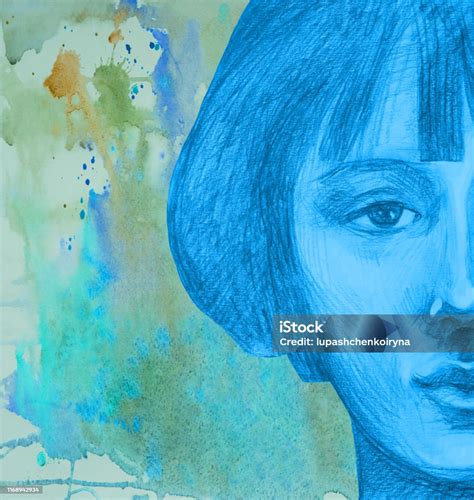 유행 겨울 일러스트 예술 비유 내 원래 수채화 그림 종이 현대 레저 및 엔터테인먼트 조각 초상화 얼굴 인상주의 젊은 아름 다운