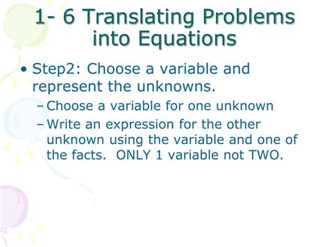 ppt 1 6 translating problems into equations powerpoint presentation