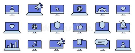 Device Web Icons Set Of Smart Devices And Gadgets Flat Line Device Icons Stock Illustration