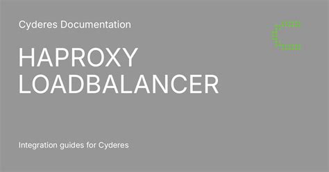 haproxy loadbalancer cyderes documentation