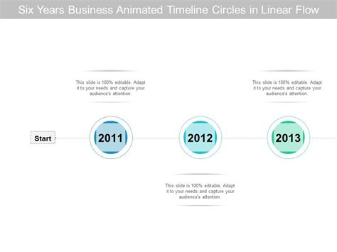 Six Years Business Animated Timeline Circles In Linear Flow Ppt Powerpoint