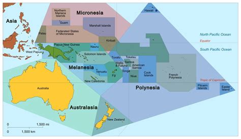 Oceania Subregions Map Maps On The Web