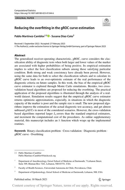 reducing the overfitting in the groc curve estimation request pdf