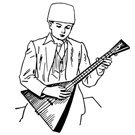 Музыкант с балалайкой — раскраска для детей Распечатать бесплатно