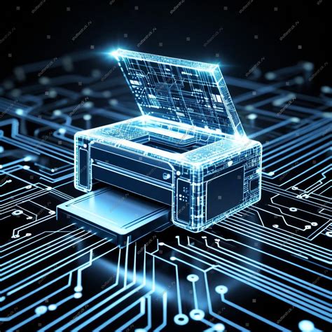 Blue Circuit Lines Forming Printer Circuit Ai Generated Image