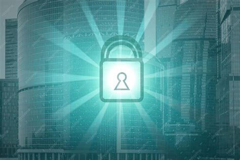 Premium Photo Abstract Glowing Padlock On Coding City Background