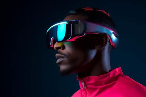 Adult Man Using A VR Virtual Reality Headset Glasses For Gaming And Education Premium AI