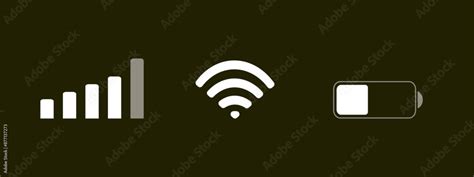 Set Of Status Bar Icons Mobile Phone System With Signal Wifi And Battery Charge Level Icons