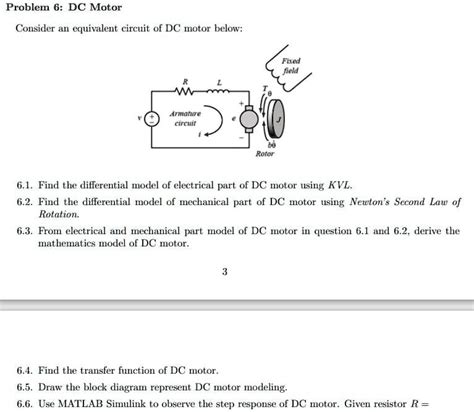 SOLVED Problem DC Motor Consider An Equivalent Circuit Of A DC Motor Below Fixed Field R WM